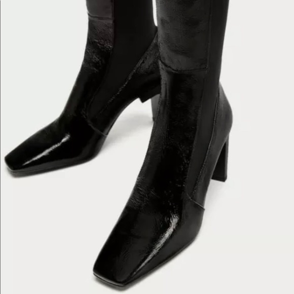 Shoes | Zara New Square Toed High Heel Ankle Boots | Poshmark